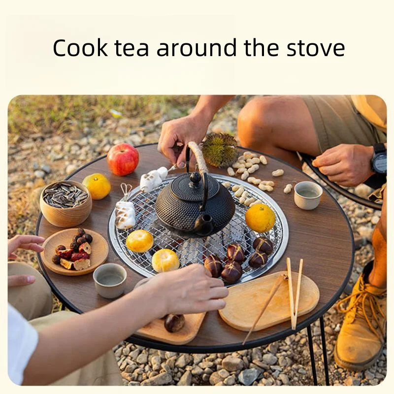 Foldable Round Table Grill: Outdoor Barbecue Set