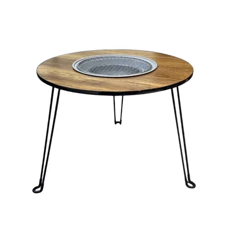 Foldable Round Table Grill: Outdoor Barbecue Set
